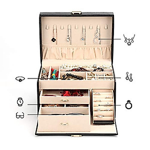 FEISCON Jewelry Organizer Makeup Cosmetic Storage Organizer Box Small Jewelry Box Travel Jewelry Case …