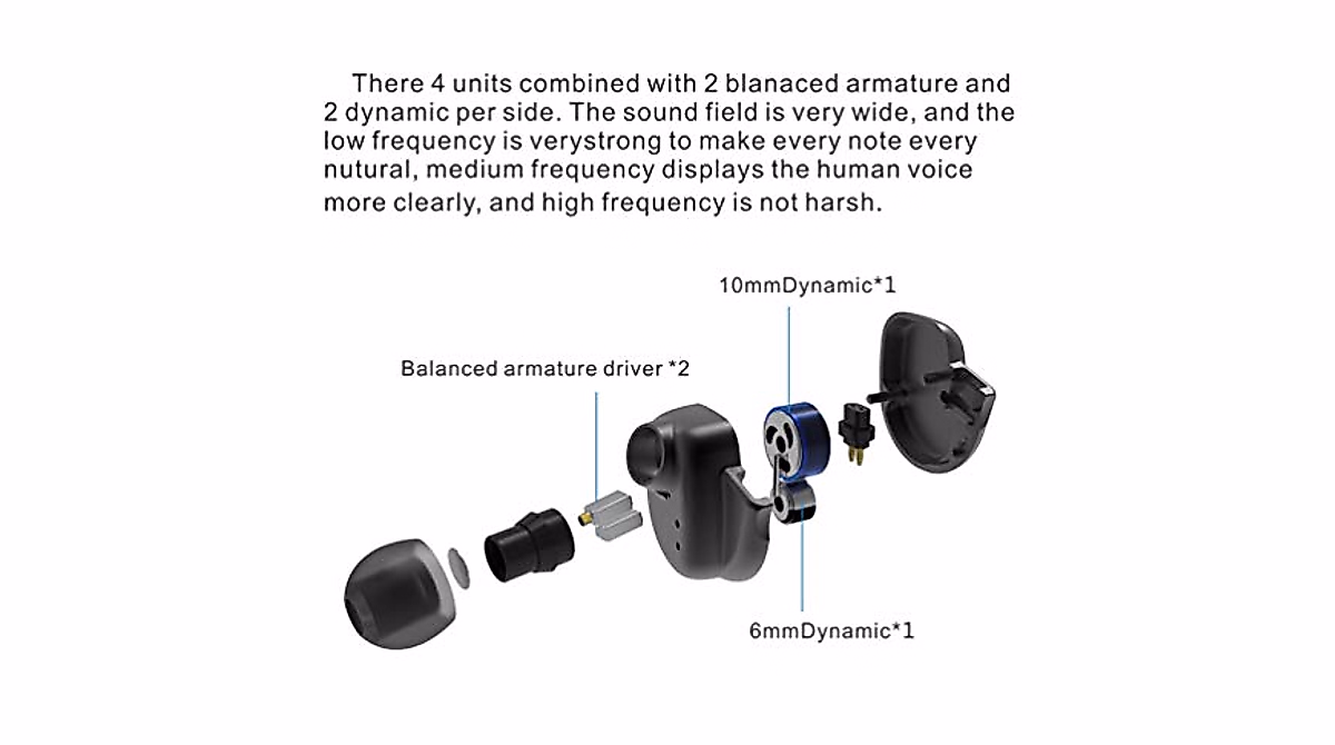 BQEYZ KC2 Quad Drivers HiFi Earphones - Noise Isolating