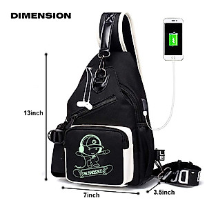 Casual Sling Bag for Women Men, Small Chest Pack for Travel Sport College School (Skateboard)