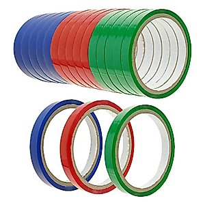 Homoyoyo Spike Tape 18Pcs Bag Sealing Tape Blue Green Red Poly Bag Sealing Tape Tape Bag Sealer Accessories for Bag Sealing Machine 12mm 30m Color Masking Tape