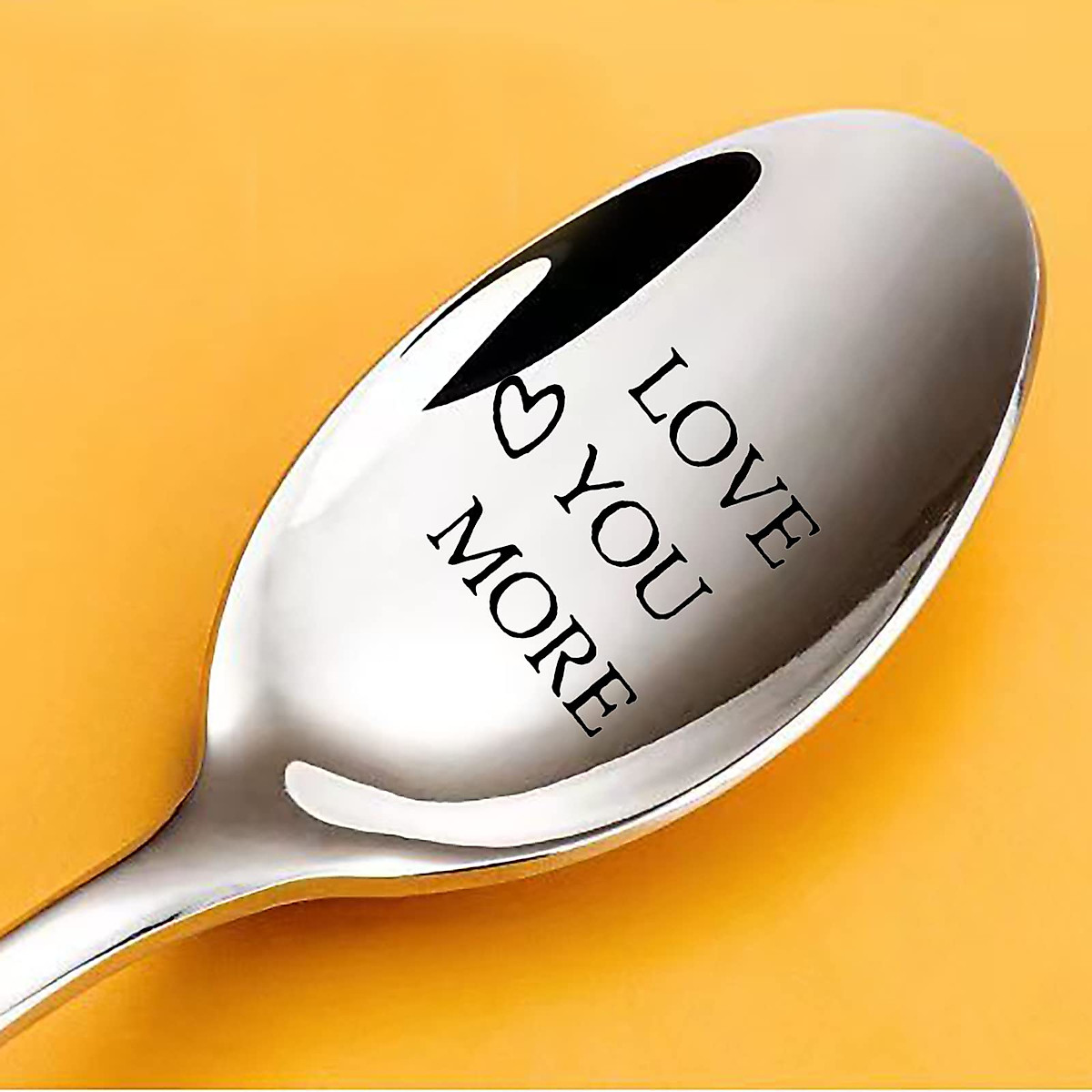 Jowmoy Love You More - Anniversary Birthday Gifts for Couple, Christmas Gifts, Personalized Coffee Spoon 1 Pcs silvery