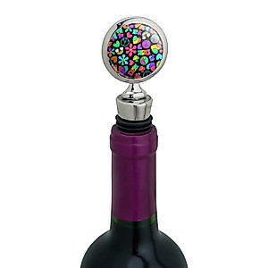 Groovy Hippie Peace and Love Pattern Wine Bottle Stopper
