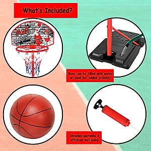 Kids Basketball Hoop Indoor Outdoor Play Adjustable Height 5.8 ft to 8.7 ft Tall Portable Basketball Court Hoops Net with Fillable Base