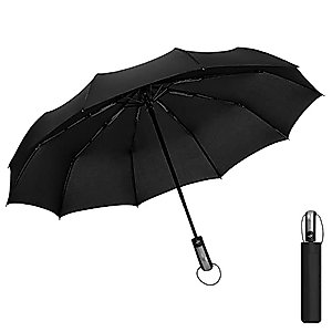 Folding Umbrella Automatic Open and Close Umbrella Windproof Waterproof Umbrella for Rain Sun UV Compact Travel Umbrella Large Portable Car Umbrella Purse Tote Backpack Suitcase Umbrella for Men Women Black