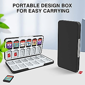 HEIYING Game Card Case for Nintendo Switch& Switch OLED Game Card or Micro SD Memory Cards,Portable Switch Game Memory Card Storage with 24 Game Card Slots and 24 Micro SD Card Slots. (Black)