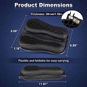 SKYJDM Foldable Passenger Motorcycle Gel Rear Seat Cushion, 3D Honeycomb Structure Shock Absorption & Breathable Motorcycle Gel Seat Rear Pad for Long Rides (S)