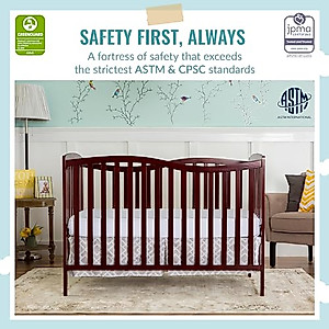 Dream On Me Chelsea 5-In-1 Convertible Crib In Cherry, JPMA Certified