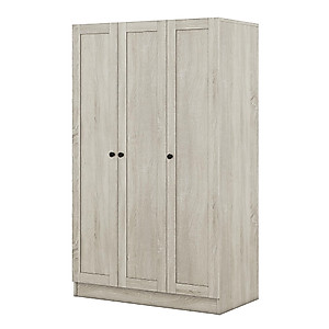 Bellemave 3 Doors Wardrobe Armoire, Armoire Wardrobe Closet with Hanging Rod, Wood Clothes Storage Cabinet Organizer, 3-Door Wardrobe Closet with Doors, Gray
