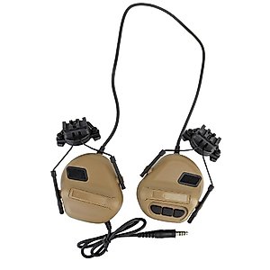 ATAIRSOFT Tactical Headset Unlimited Power Intercom with Microphone Waterproof Hunting Shooting Headphones Earmuff No Noise Reduction Function (Tan)