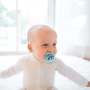 Dr. Brown's Advantage Symmetrical Pacifier with Air Flow, Blue Glow-in-the-Dark, 4-Pack, 0-6m