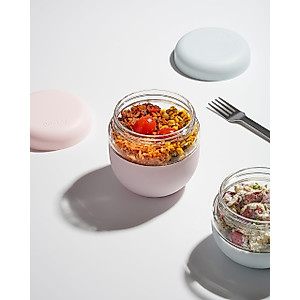 W&P Porter Seal Tight Glass Lunch Bowl Container w/Lid Blush 24 Ounces Leak & Spill Proof, Soup & Stew Food Storage, Meal Prep, Airtight, Microwave and Dishwasher Safe, BPA-Free Glass