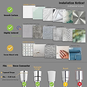 Hand held Shower Head Holder - 5 Angles Adjustable - Slide to Fit - Adhesive Screw Options for Multiple Surfaces - Minimal Shower Wand Holder (Chrome)