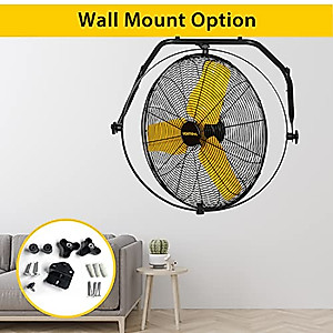 VENTISOL 24 Inch 2-in-1 High Velocity Floor or Wall Mounted Fan 6,937 CFM Orbital Metal Fan with 720° Tilting,3-Speed for Commercial,Residential,Industrial,Factory.Garage,Greenhouse,Basement
