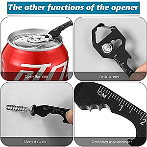 4 Pieces Bottle Opener Multi Tool Stainless Steel EDC Gadget Universal Pocket Tools 6-in-1 Multi-Tools Function Bottle Opener, Metric Ruler