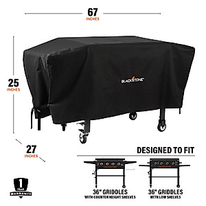 Blackstone 1528 600D Polyester Heavy Duty Flat top Gas Grill Cover, Water Resistant Exclusively Fits 36" Griddle Cooking Station, Black