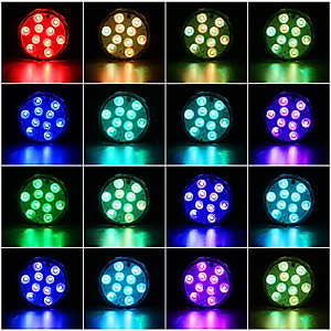YiaMia Submersible Led Battery Operated Spot Lights with Remote, Decorative Fish Bowl Small Lamps for Aquarium Vase Base Pond Wedding Halloween Party (4 Pack)