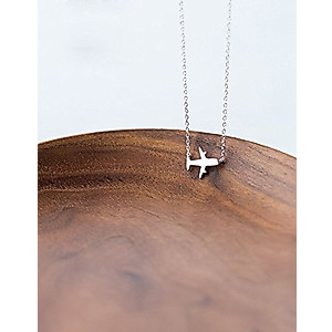 Helen de Lete Original Frosted Women's Airplane 925 Sterling Silver Collar Necklace