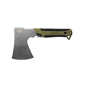 Gerber Gear Pack Hatchet - 3.5" Steel Blade with Full Tang - Camping Hatchet with Included Mountable Nylon Sheath - Sage Green