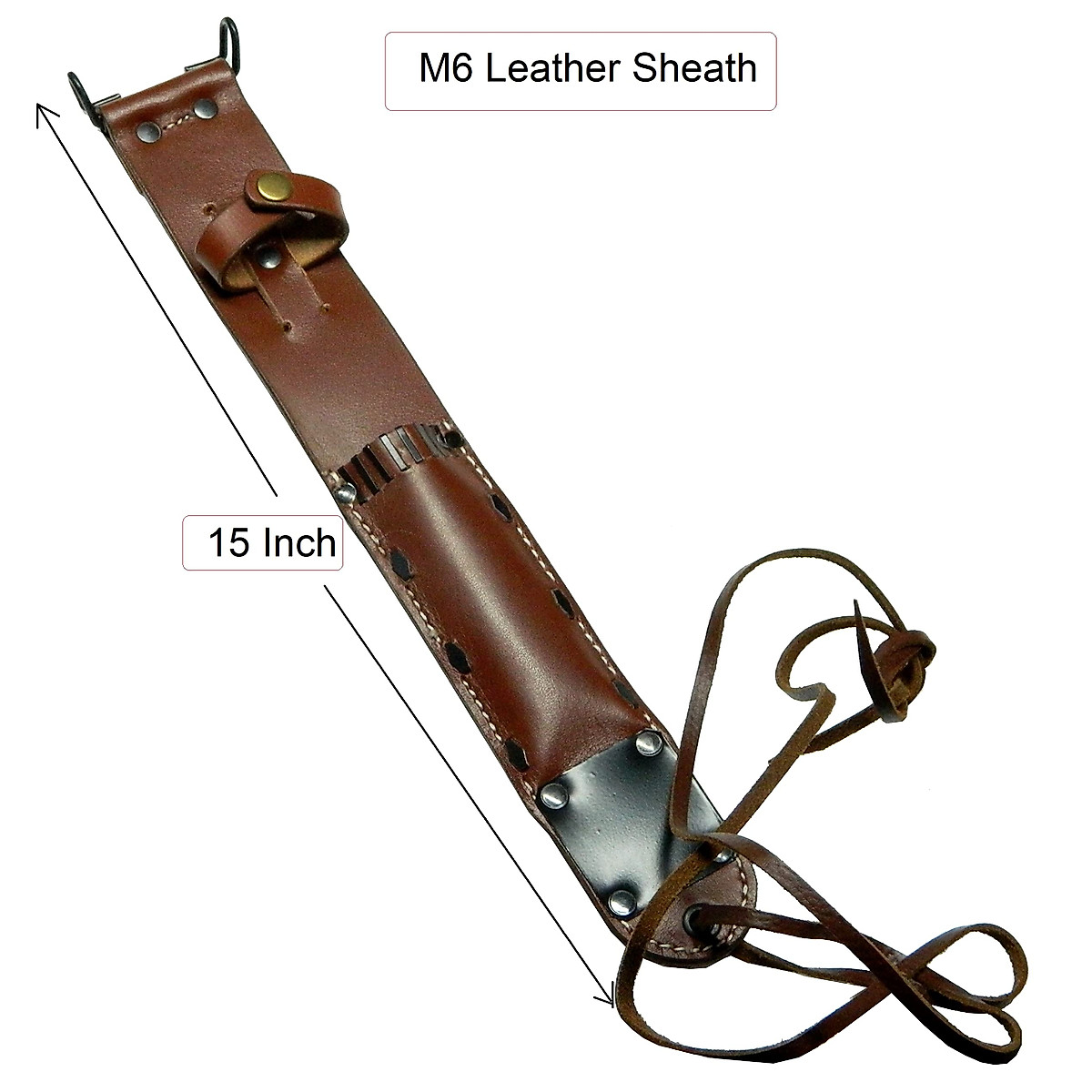 World War US M6 Leather Sheath for M3 Trench Knife Premium scabbard Drum Dyed Leather (Tan)