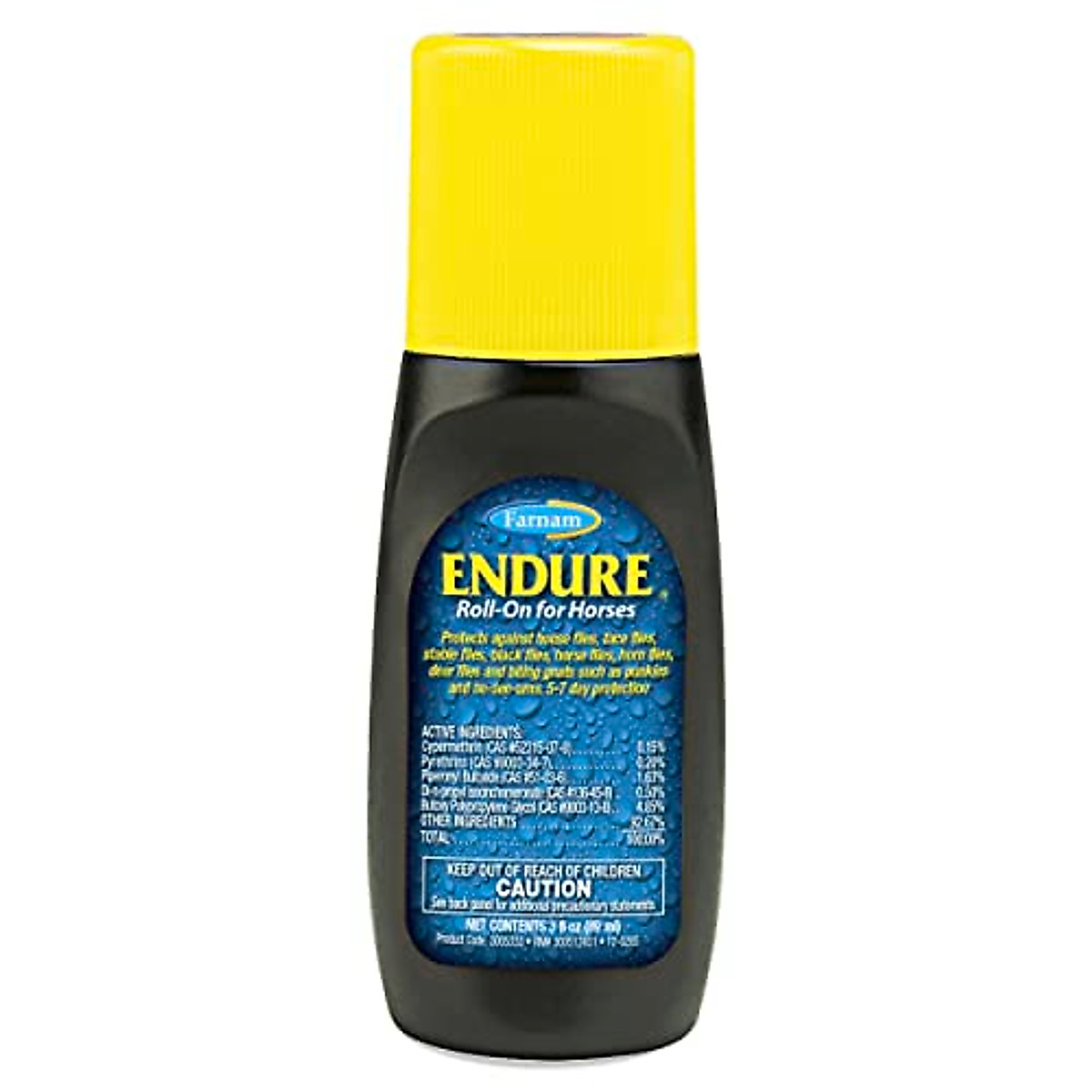 Farnam Endure Roll-On Fly Repellent for Horses, for Sensitive Areas, 3 Ounces