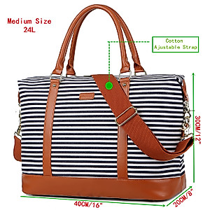 BAOSHA HB-28 Ladies Women Canvas Travel Weekender Bag Overnight Carry-on Duffel Tote Bag (Blue)