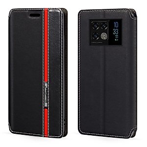 Shantime for Doogee V20 Case, Fashion Multicolor Magnetic Closure Leather Flip Case Cover with Card Holder for Doogee V20 Dual 5G (6.43”), Black