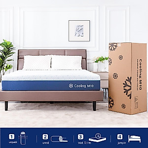 Tripub Cooling Gel Mattresses,10 Inch Queen Size Mattresses in a Box, Memory Foam Mattress for Support & Improve Sleep Mattresses, Pressure Relief, Medium Firm (Cooling 10 inch, Queen (U.S. Standard))