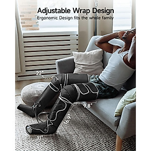 ALLJOY Leg Compression Massager, Leg Massager with Heat for Circulation and Pain Relief, 2 Heat Levels 6 Modes,Foot Calf Knee Thigh Full Leg Massager with Memory Function,Gifts for Men Women