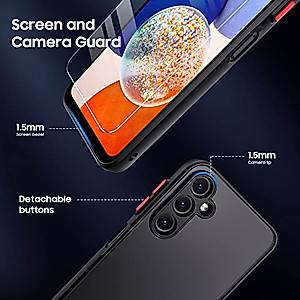 MAKAVO Slim Fit Galaxy A14 5G Case + Screen Protector - Ultra Thin, Camera Protection, Matte PC Back (Black)