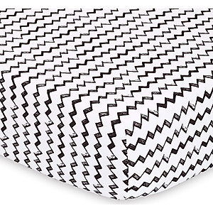 The Peanutshell Crib Sheet Set for Baby Boys or Girls | Safari Party and Black Chevron Stripes | 2 Pack Set