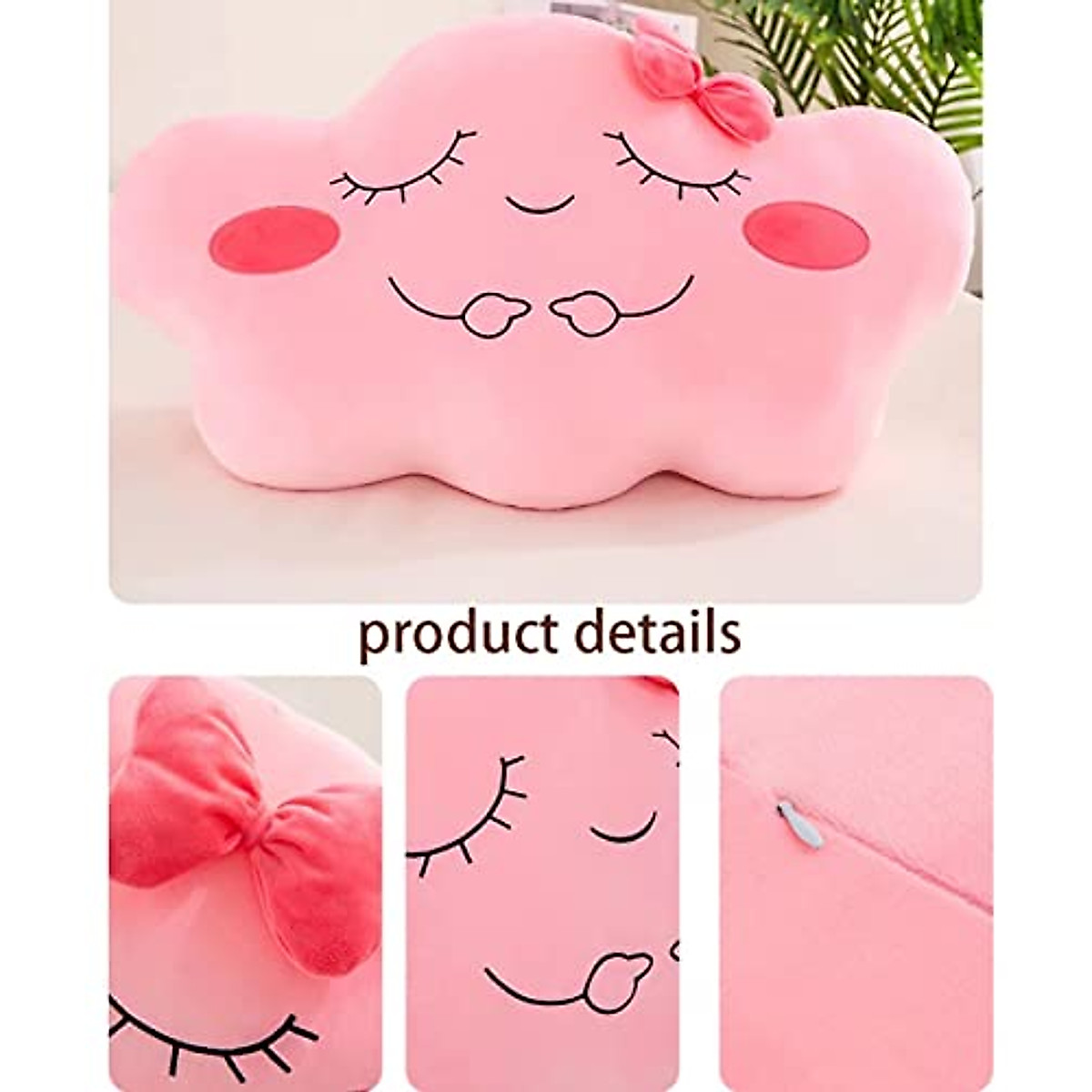 BGHN Cute Cushion Pillow Cloud Shape Perfect Throw Pillows for Beach Home Decor Decorative Accent Throw Pillow for Girls Room and Couch Grape, Pink Medium-23.6inch