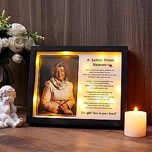 WOODEXPE Sympathy Gift LED Memorial Shadow Box Memorial Picture Frame for Loss of Loved One 4x6 Photo (A Letter from Heaven Black)