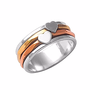 Heart Spinner 925 Sterling Silver Spinning Ring Jewelry (5)