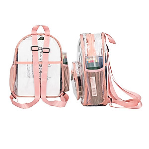 SEIMMIE Clear Mini Backpack Stadium Dedicated,Waterproof Transparent PVC Backpack,Suitable for Work, Travel, and Sports,Age：over 3 years old(pink)