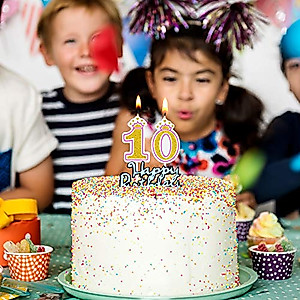 10th Birthday Candle Girl Boy Number 10 Candle 10th Candles Cake Numeral Candles Birthday Cake Topper Cake Candles for Birthday Wedding Anniversary Party Celebration Supplies (10th)