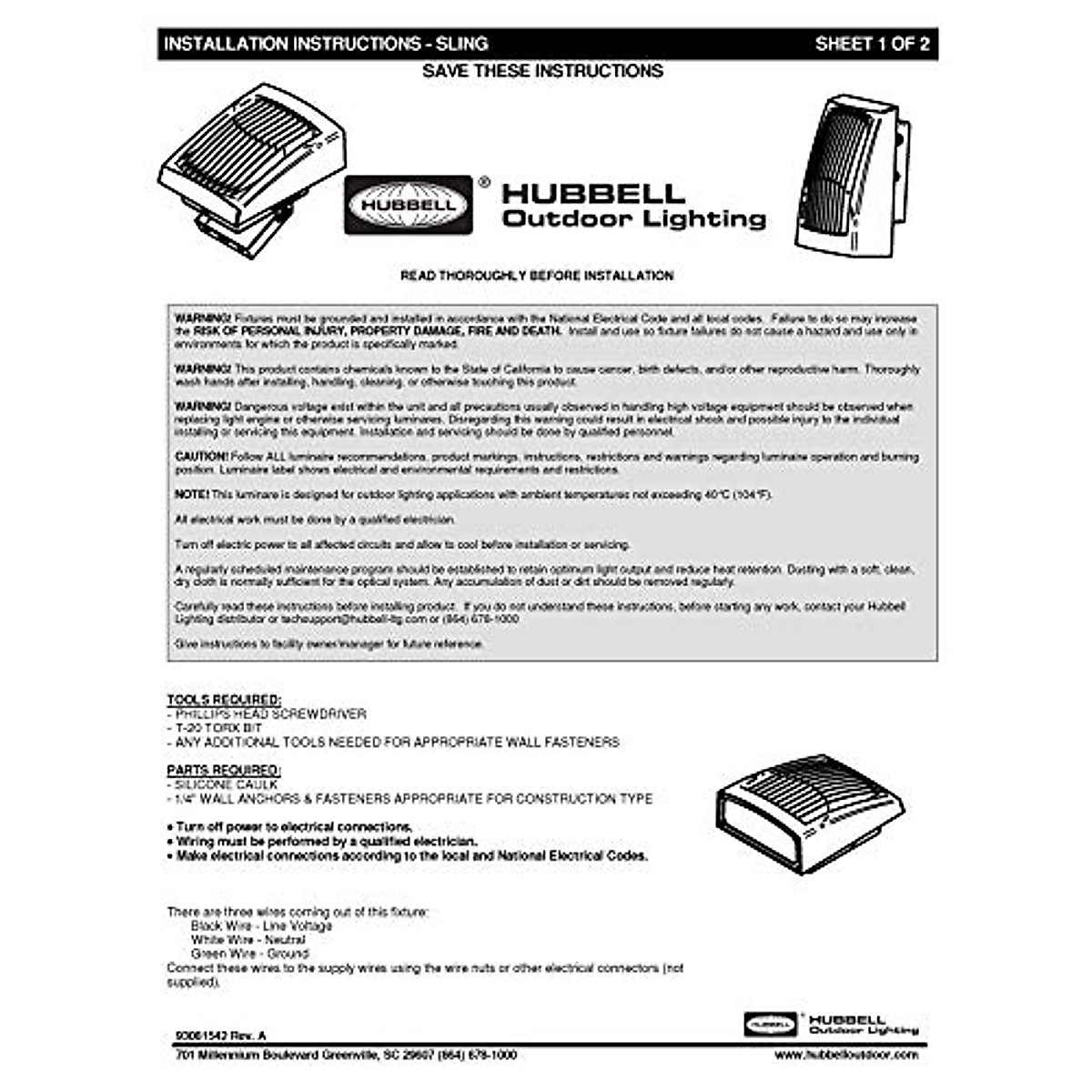 Hubbell Outdoor Lighting SG2-50-PCU SG Sling Series Slender wallpack/floodlight, 51W, 120-277V, 5000K, Bronze