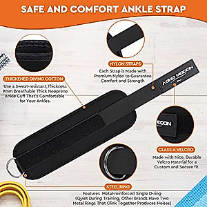 AOHO MOOON Comfortable Adjustable Padded Ankle Wrist Cuffs Neoprene Padded Straps D-Ring Glute Kickback for Cable Machine, Ideal for Glutes Exercises (Pair, Black)