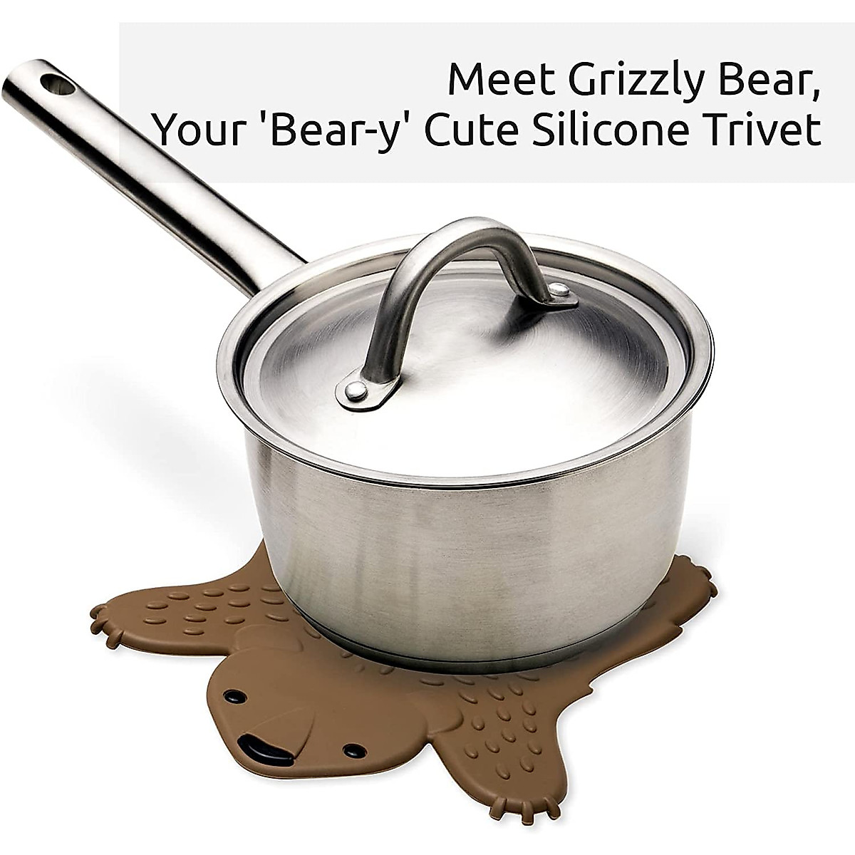 OTOTO Trivet for Kitchen Counter - Hot Pot Holder Trivet for Table - BPA Free Hot Pads for Kitchen Counter - Heat Resistant Silicone Trivet, (Grizzly)