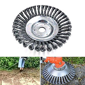 YUET 8'' Strimmer Head Garden Trimmer Wire Brush Cutter Solid Steel Wheel Weed Blade Razors Snow Plough Rope Mower Replacement for String Trimmers, Gardening Lawnmower, Moss Grass Rust Removal 8 Inch