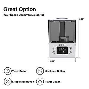 2.4L Air Humidifiers for Bedroom Baby - 26dB Quiet Cool Mist Air Humidifier for Nursery & Plants, Top Fill Air Humidifier Lasts Up to 30 Hours, Auto Shut-Off, Easy to Fill and Clean