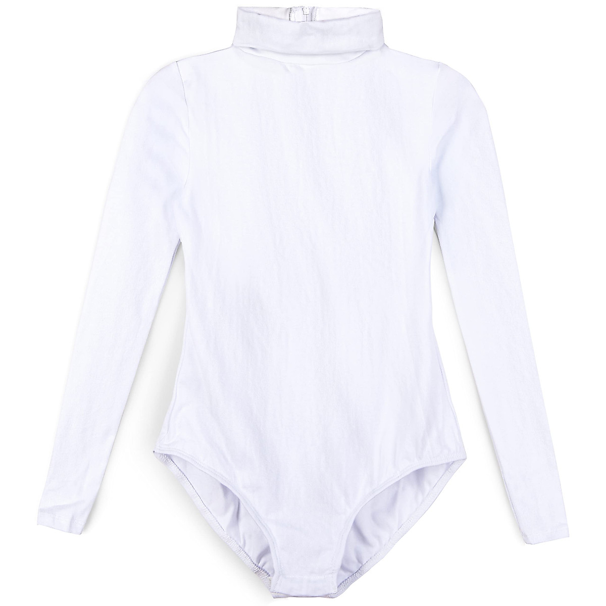 Tegmk Girls' Team Basic Turtleneck Long Sleeve Leotard with Durable Snaps, Front Lining, Zipper Back(6039-07-L)