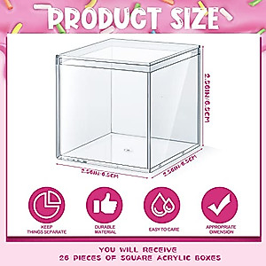 Clear Acrylic Plastic Square Cube Small Acrylic Box with Lid Storage Mini Acrylic Boxes Square Display Box Organizer Containers for Candy Pill, Tiny Jewelry, Gifts, 2.56 x 2.56 x 2.56 Inch (26 Pieces)