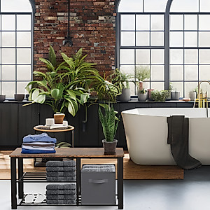 Simple Houseware 2 Tier Wood Top Shoes Bench, Rustic Brown