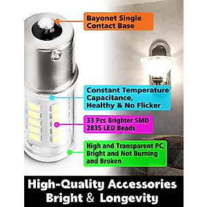 1156 BA15S LED Bulbs 12-24V, 1141 1003 7506 6000K Daylight White, Low Voltage Bayonet Single Contact, 5W 500LM Replacement For RV Landscape Interior Lights Camper Marine Boat Trailer Lights, Pack 4