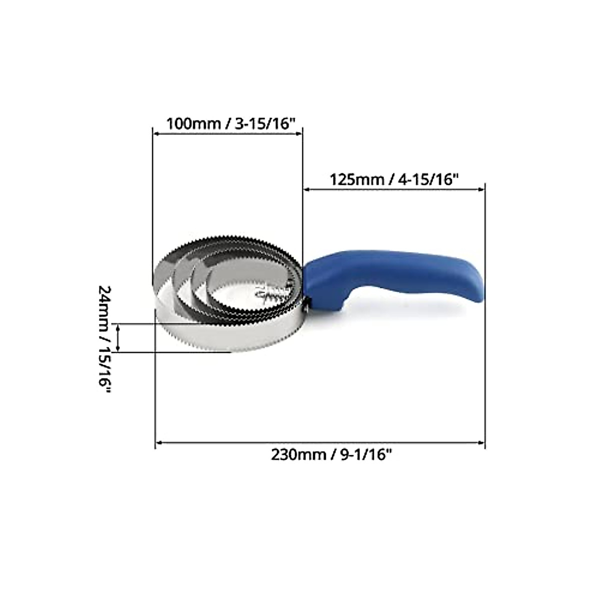 QWORK Double Sided Curry Comb, 2 Pack 4 Rings Stainless Steel Curry Comb with Soft Touch Grip, Blue