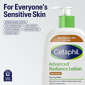 Cetaphil Body Lotion, Advanced Radiance Lotion with Shea Butter for Dry, Sensitive Skin, 16 oz Pack of 2, Fragrance Free, Hypoallergenic, Non-Comedogenic