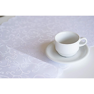 Stain Resistant Turkish White Tablecloth Polyester Table Linen, Rectangular, Square, Round, Washes Easily, Non Iron - Thanksgiving, Christmas, Dinner, Easter, Wedding (WHITE, Rectangle 60"x104")