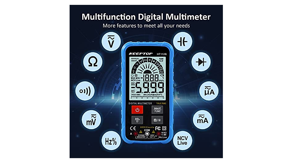 Keeptop Digital Multimeter 6000 Counts - True RMS Multi Tester