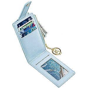 SUMGOGO Womens Small Wallet for Woman Slim Bifold Zipper Card Case Wallets Bling Coin Purse (A-Burgundy)