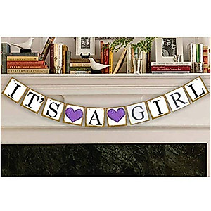 IT is A Girl Banner for Purple Lavender Royal Princess Girl Baby Shower Decorations
